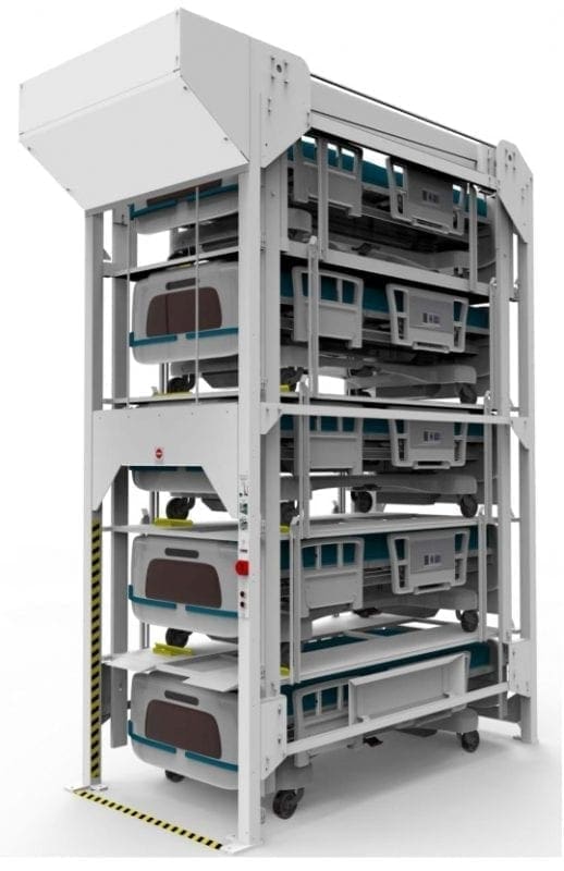 Hospital Bed Stacker Storage BedLift | Materials Handling